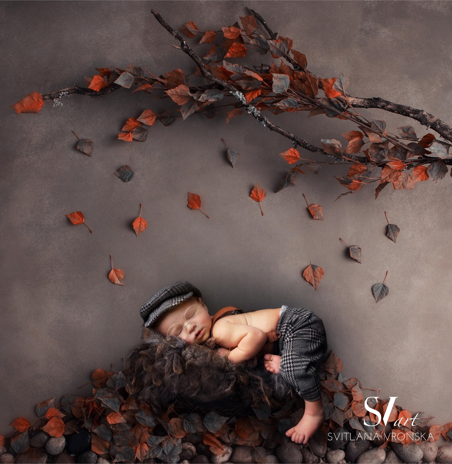 Newborn Digital Backdrop Fall Leaves Newborn Digital Background Autumn ...