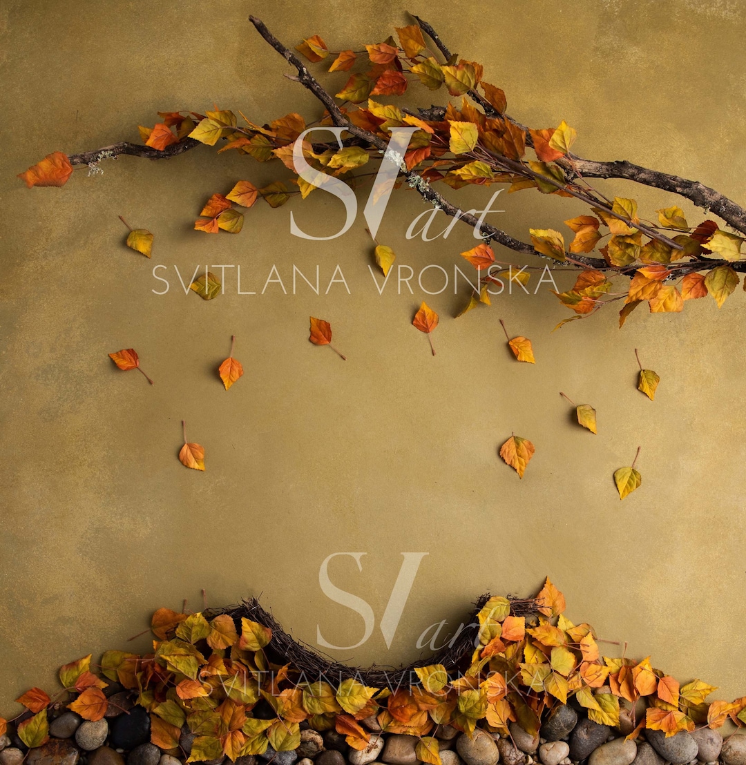 Newborn Digital Backdrop Autumn Theme Falling Fall Leaves Newborn ...