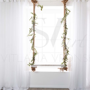 Digital Backdrop Bright Window With a Hanging Swing Digital Background ...