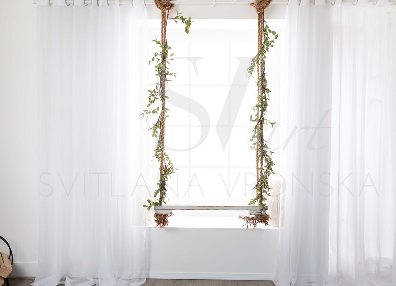 Digital Backdrop Bright Window With a Hanging Swing Digital - Etsy