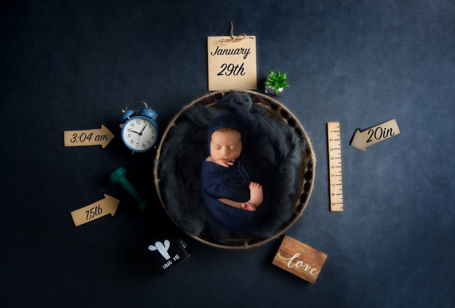 Baby Birth Announcement Digital Backdrop Newborn Photoshop | Etsy