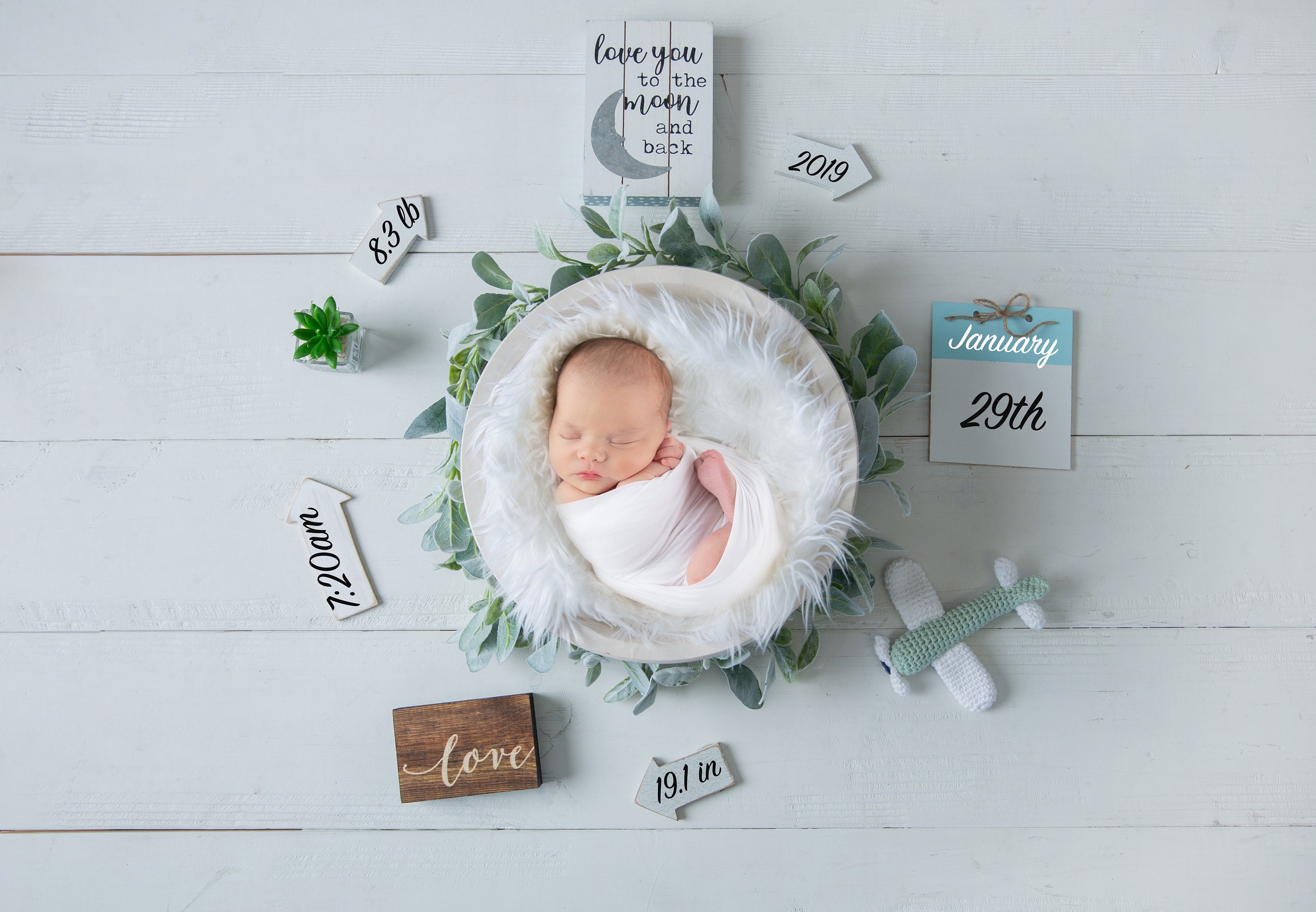 Newborn Digital Backdrop Baby Boy Birth Announcement Template - Etsy