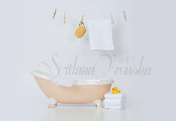 Super Cute Digital Backdrops Bathtub with Hangers over it | Etsy