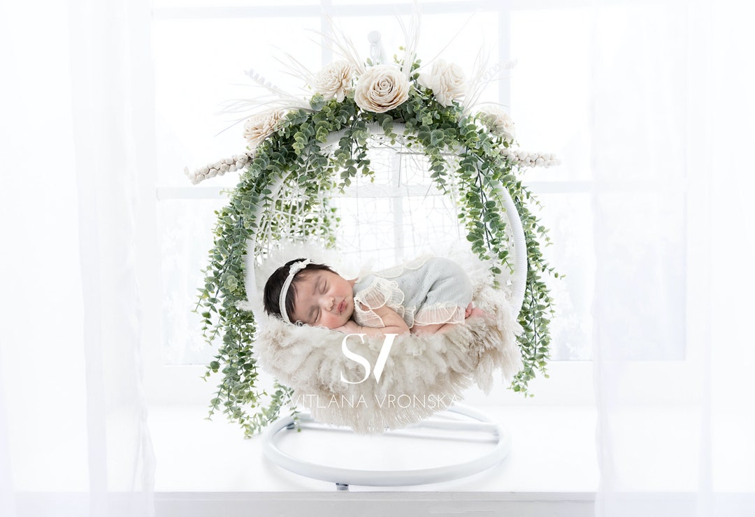 Newborn Digital Backdrop Beautiful Floral Swing on a Backlit French ...