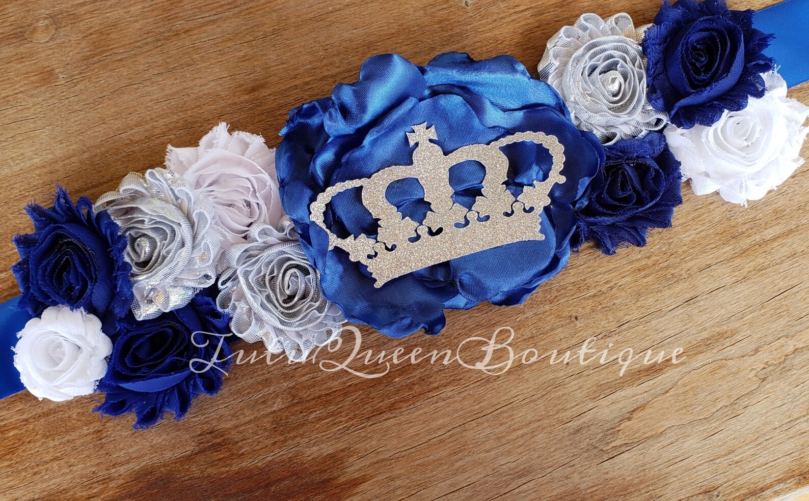 Prince Royal Blue Silver White Boy Maternity Sash King Crown Baby ...