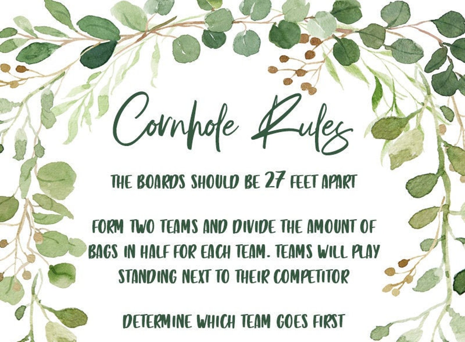 Cornhole Rules Sign: Outdoor Party Game Poster (digital Download) - Etsy