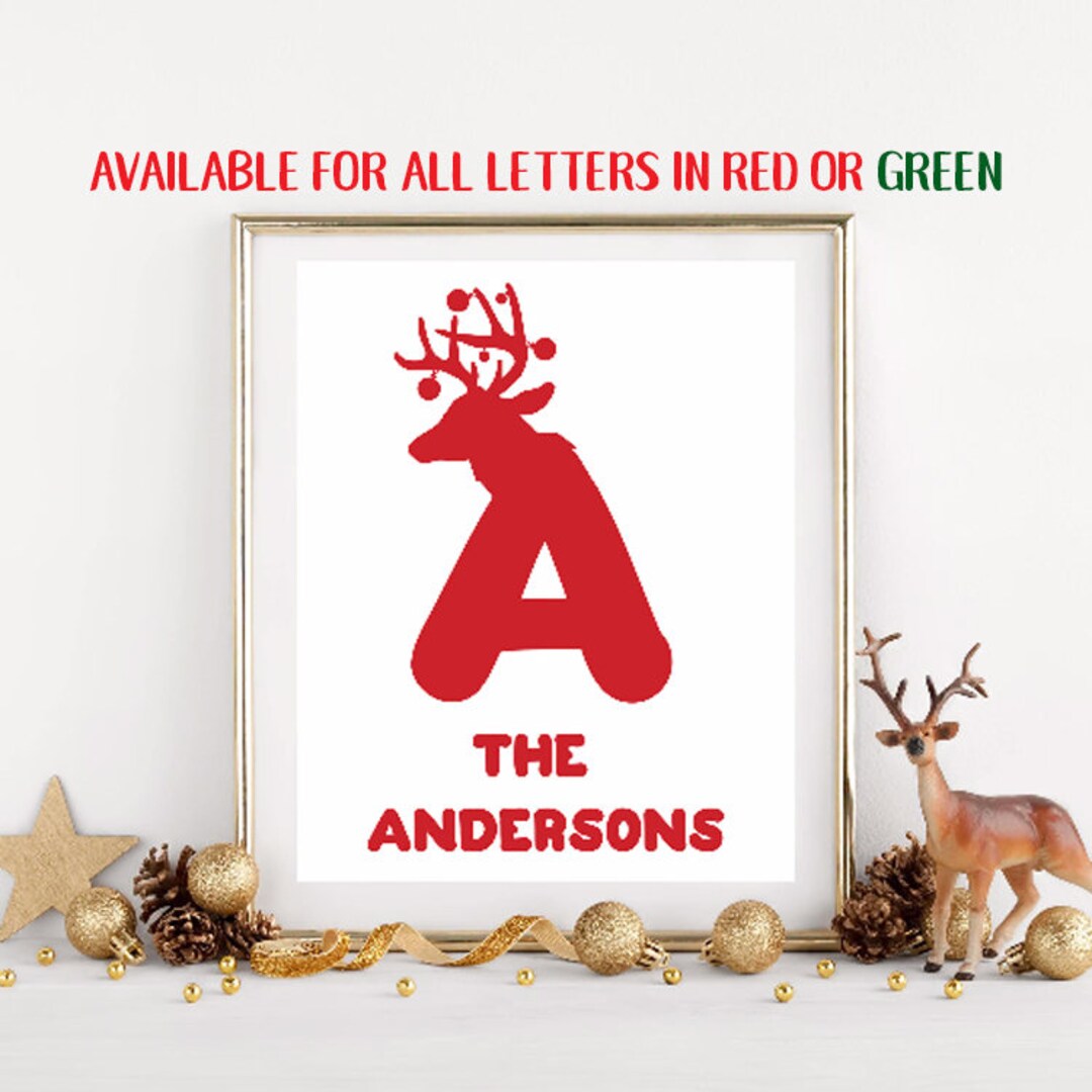 Printable Christmas Last Name Sign, Family Name Sign, Personalized ...