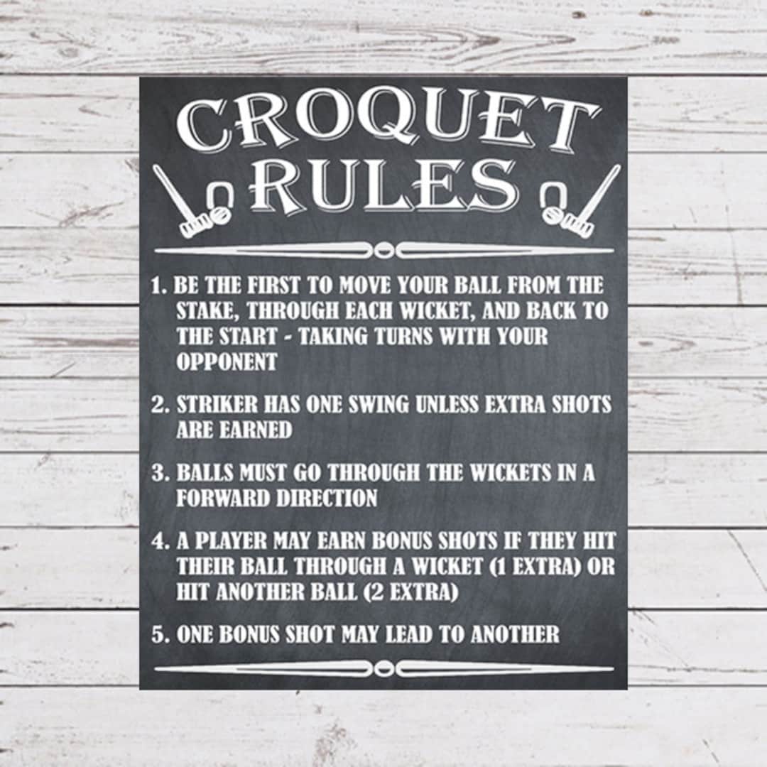 Croquet Rules Instructions, Yard Games, Croquet Sign, Outdoor Party ...