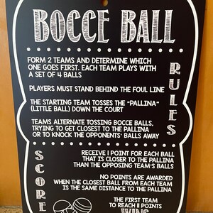 Bocce Ball Rules Aluminum Sign, Bocce Rules, Yard Games, Wedding Lawn ...