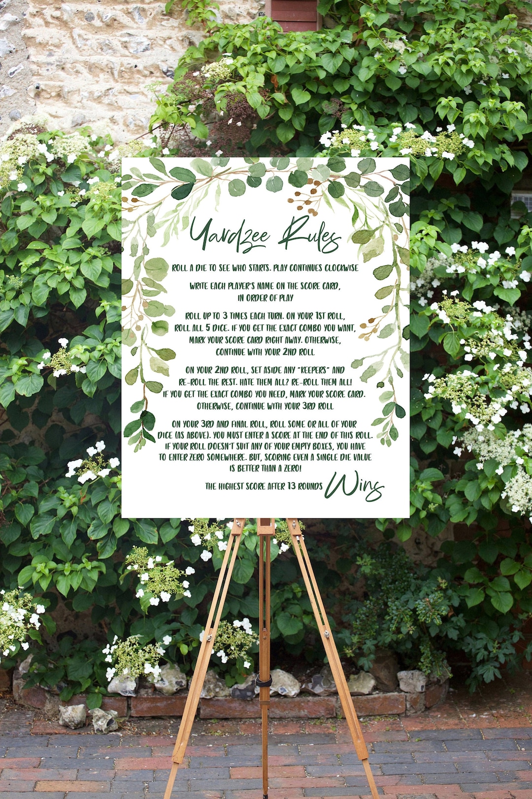 Yardzee Rules Sign: Outdoor Party Game Instructions (digital Download ...