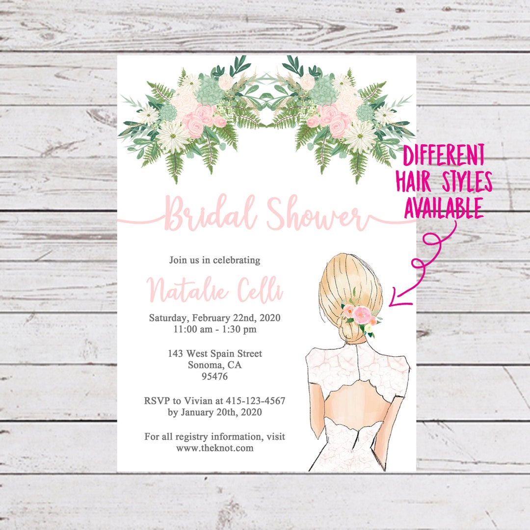 Personalized Bridal Shower Invitation, Greenery Bridal Shower Invite ...