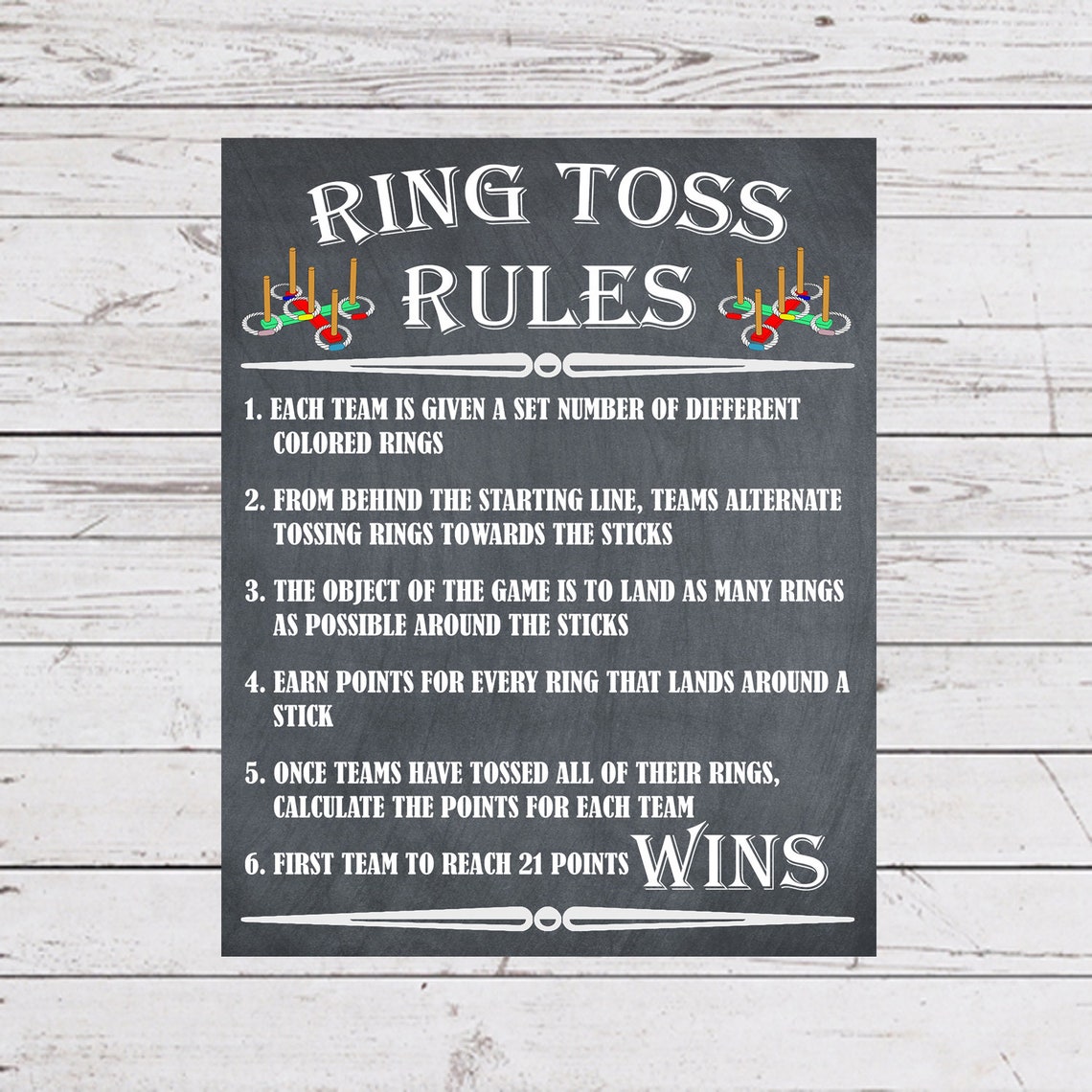 Ring Toss Rules Yard Games Ring Toss Sticks Sign Poster Etsy