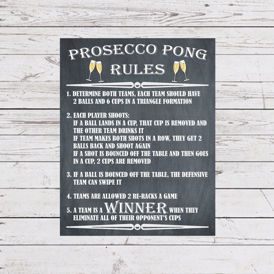 Prosecco Pong Rules Print: Champagne Drinking Game (digital Download ...