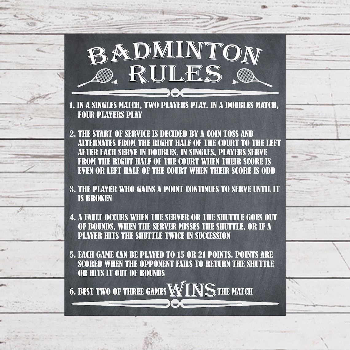 Badminton Rules Badminton Sign Poster Outdoor Party Games - Etsy
