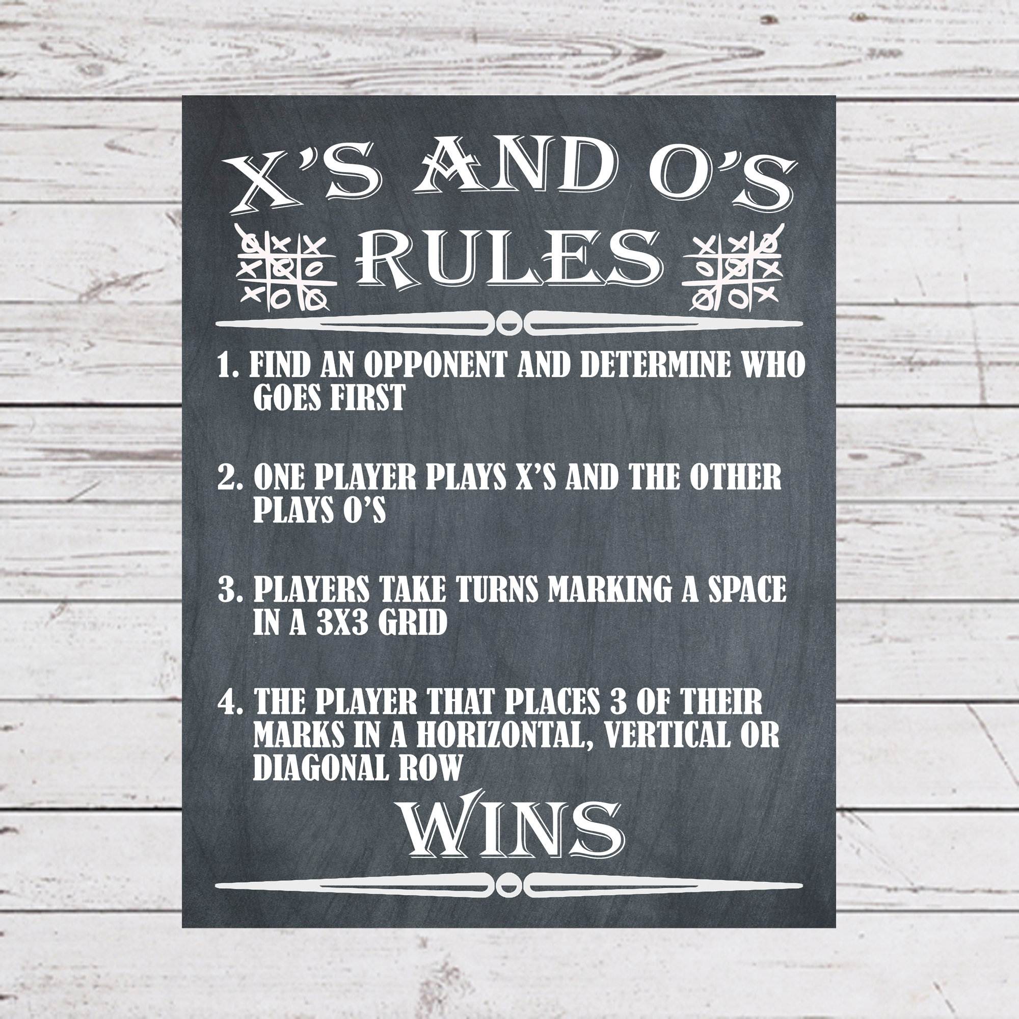 Tic Tac Toe Rules Print: X's and O's Instructions (digital Download) - Etsy