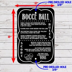 Bocce Ball Rules Aluminum Sign, Bocce Rules, Yard Games, Wedding Lawn ...