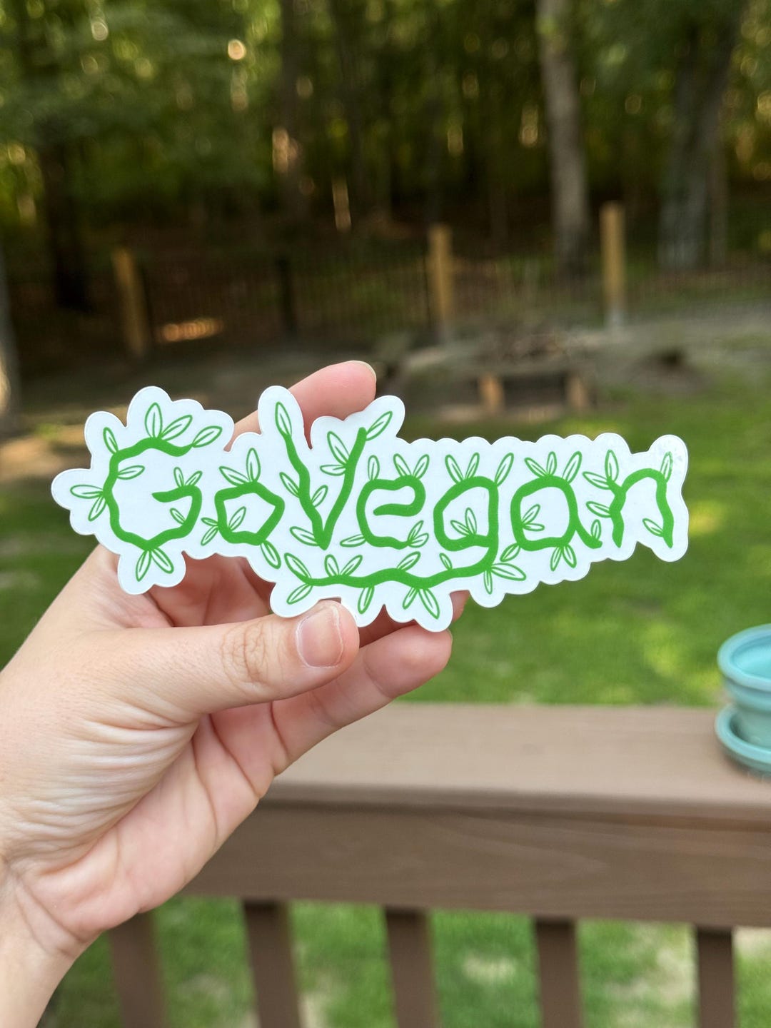 GO VEGAN Sticker! Cute Green Vines Decals Bumper Stickers Vegetarian ...