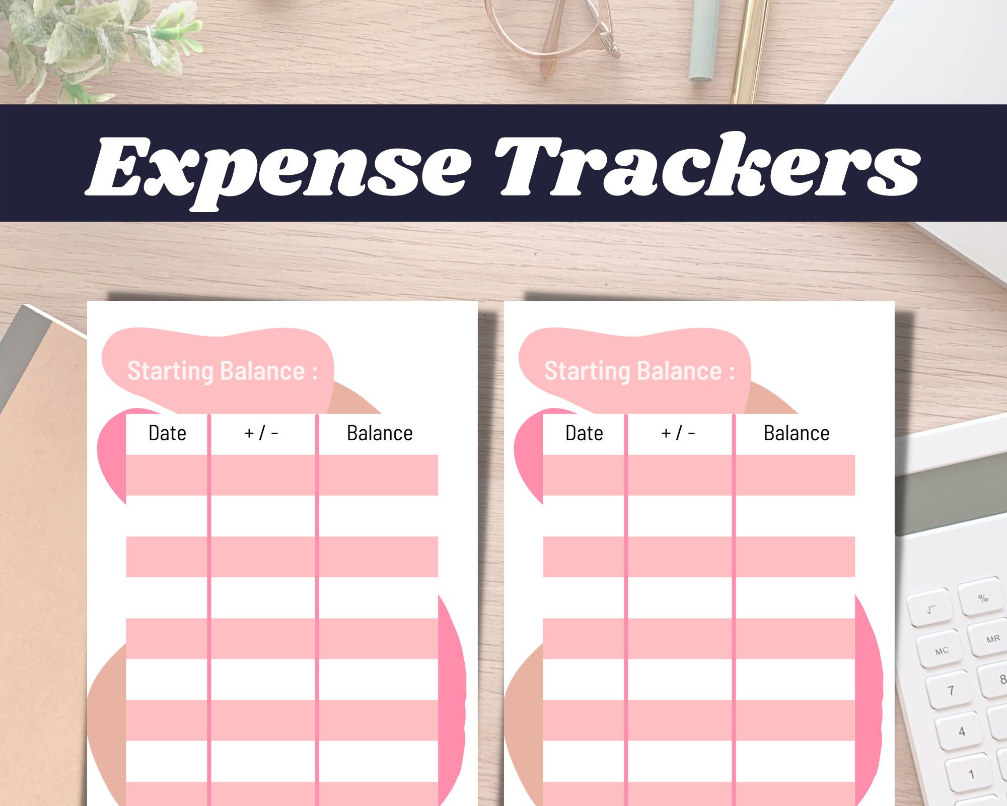 Income and Expense Tracker Printable Cash Tracker Bank Teller Slips ...
