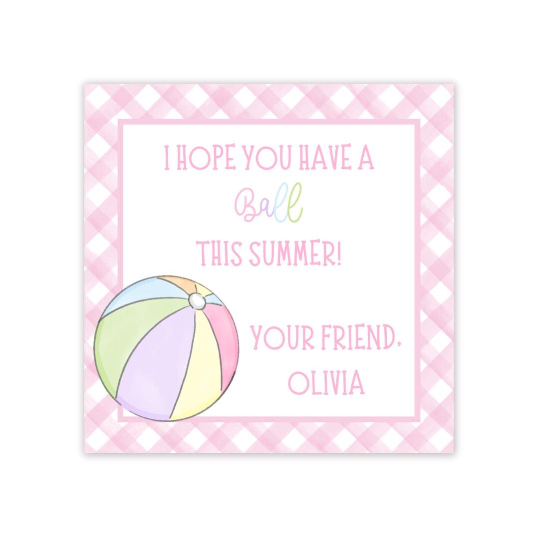 Pink Pool Ball Gift Tags, End of the Year Gift Tags, Summer Gift Tags ...