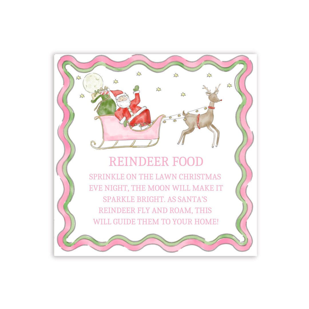 Pink Reindeer Food Gift Tags, Christmas Gift Tags - Etsy