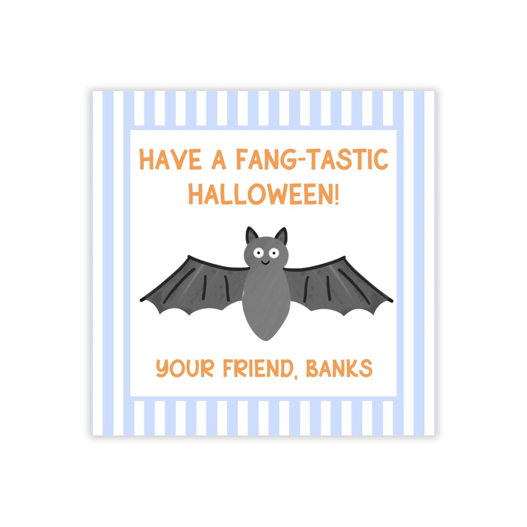 Printable Halloween Gift Tag, Digital Halloween Tag, Bat Halloween Tag ...