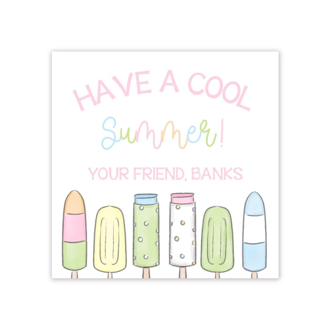 Pastel Blue or Pink Popsicle Gift Tags, End of the Year Gift Tags ...