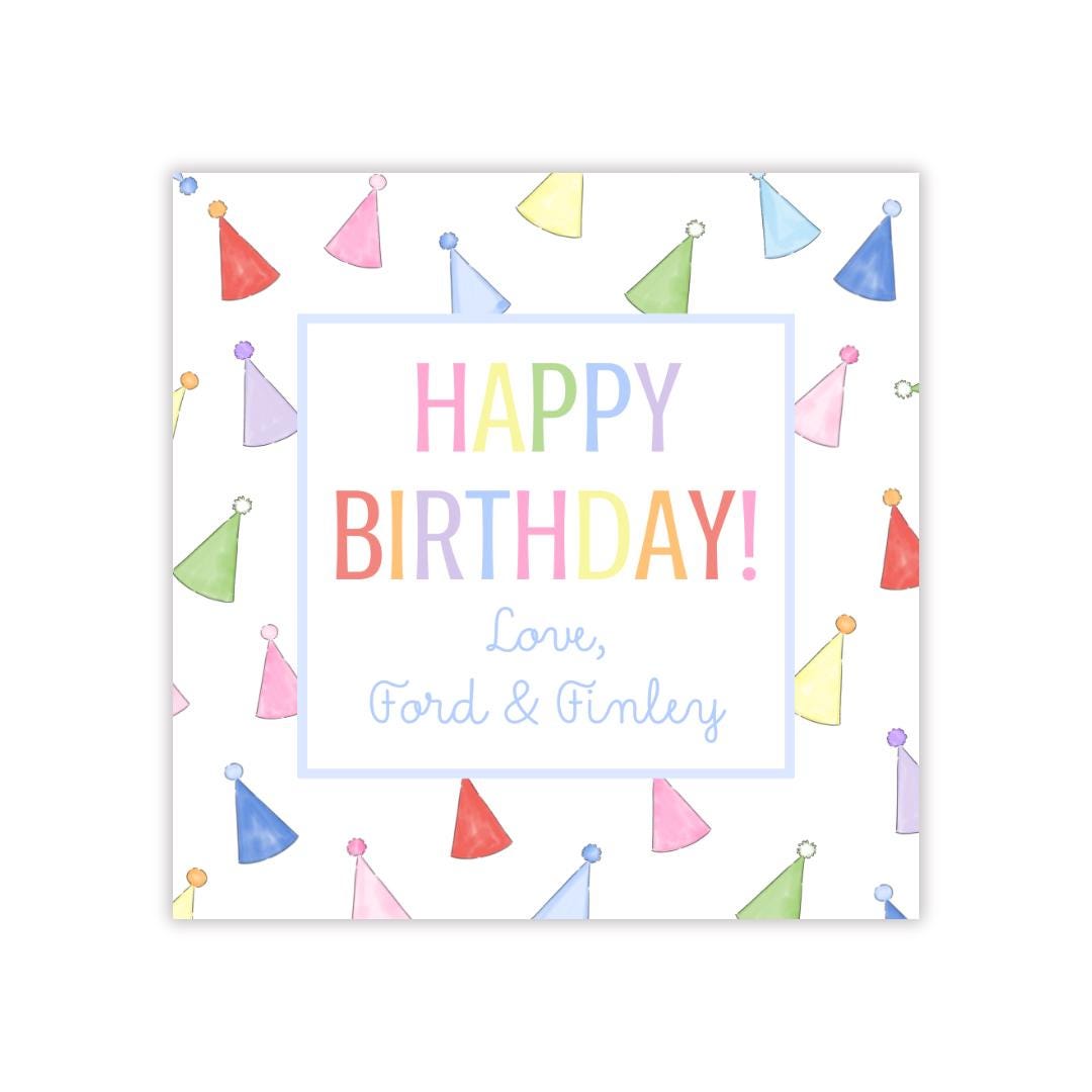 Multi-color Birthday Hat Gift Tags - Etsy
