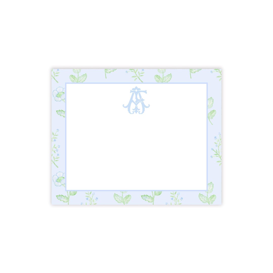 Blue Floral Stationery Set, Thank You Cards - Etsy