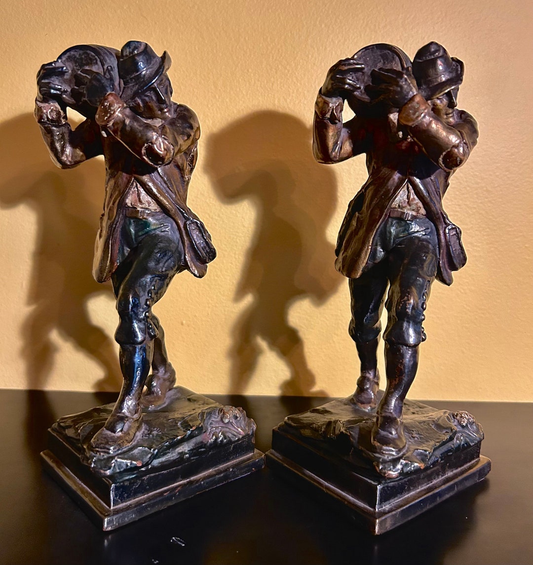 Antique Rip Van Winkle Book Ends Inspired by NC Wyeth - Pompeian Bronze ...