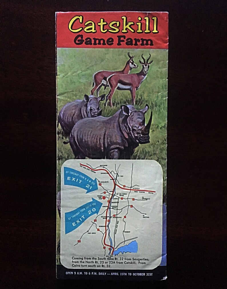Catskill Game Farm Vintage Foldout Map and Brochure Catskill Mountains ...