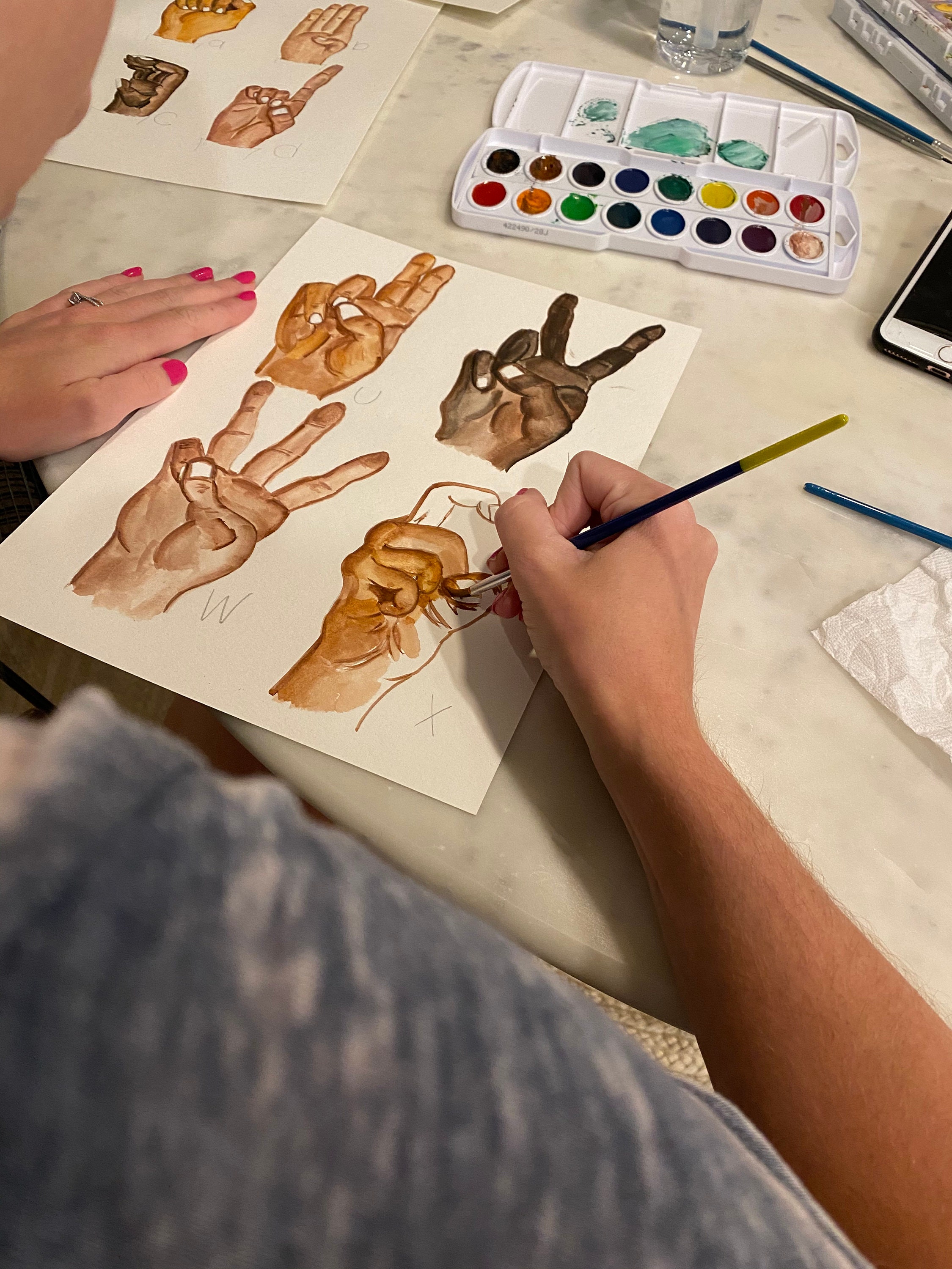 SIGN LANGUAGE Hand Alphabet, Watercolor Print, American Sign Language ...