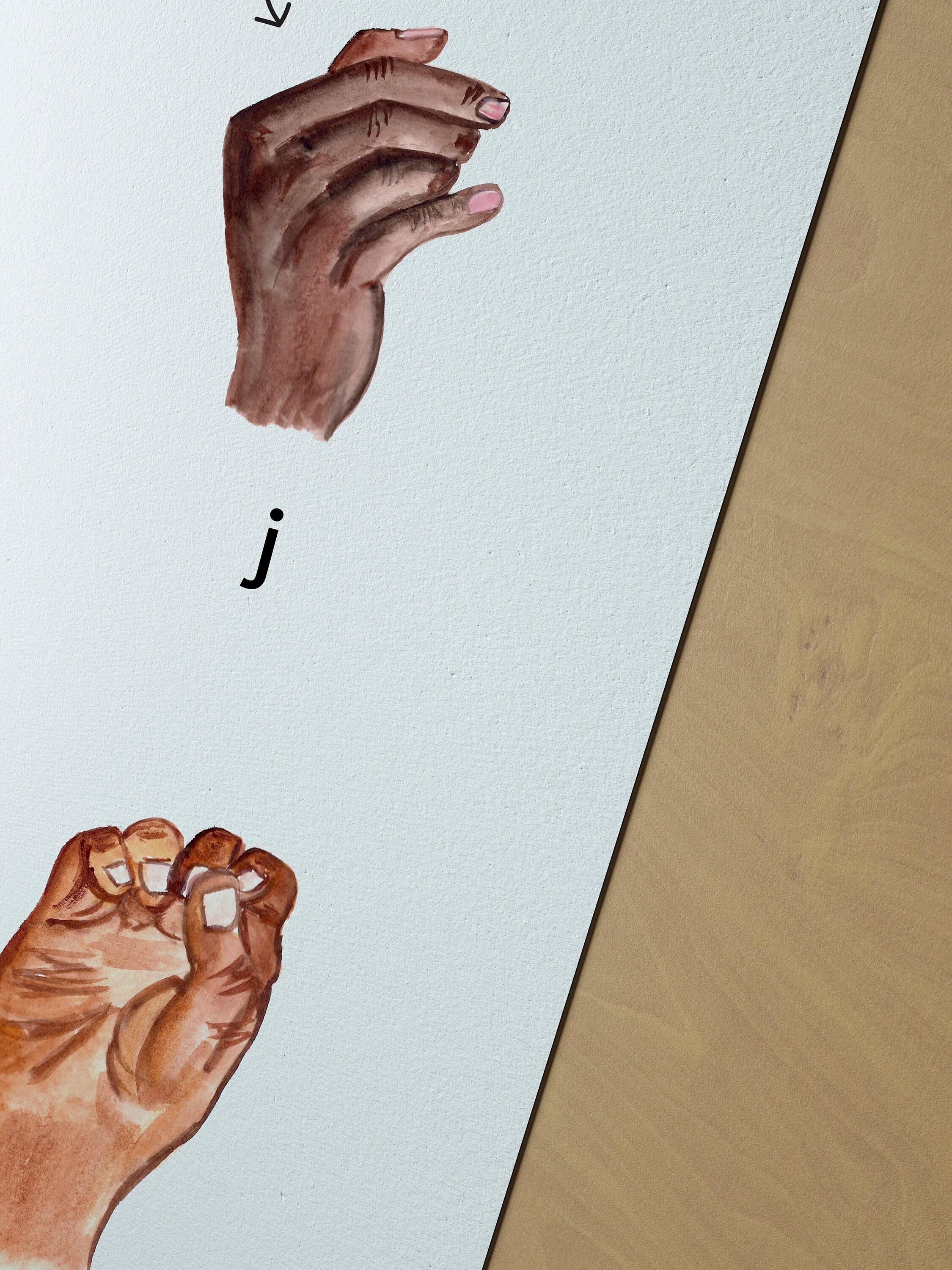 SIGN LANGUAGE Hand Alphabet, Watercolor Print, American Sign Language ...