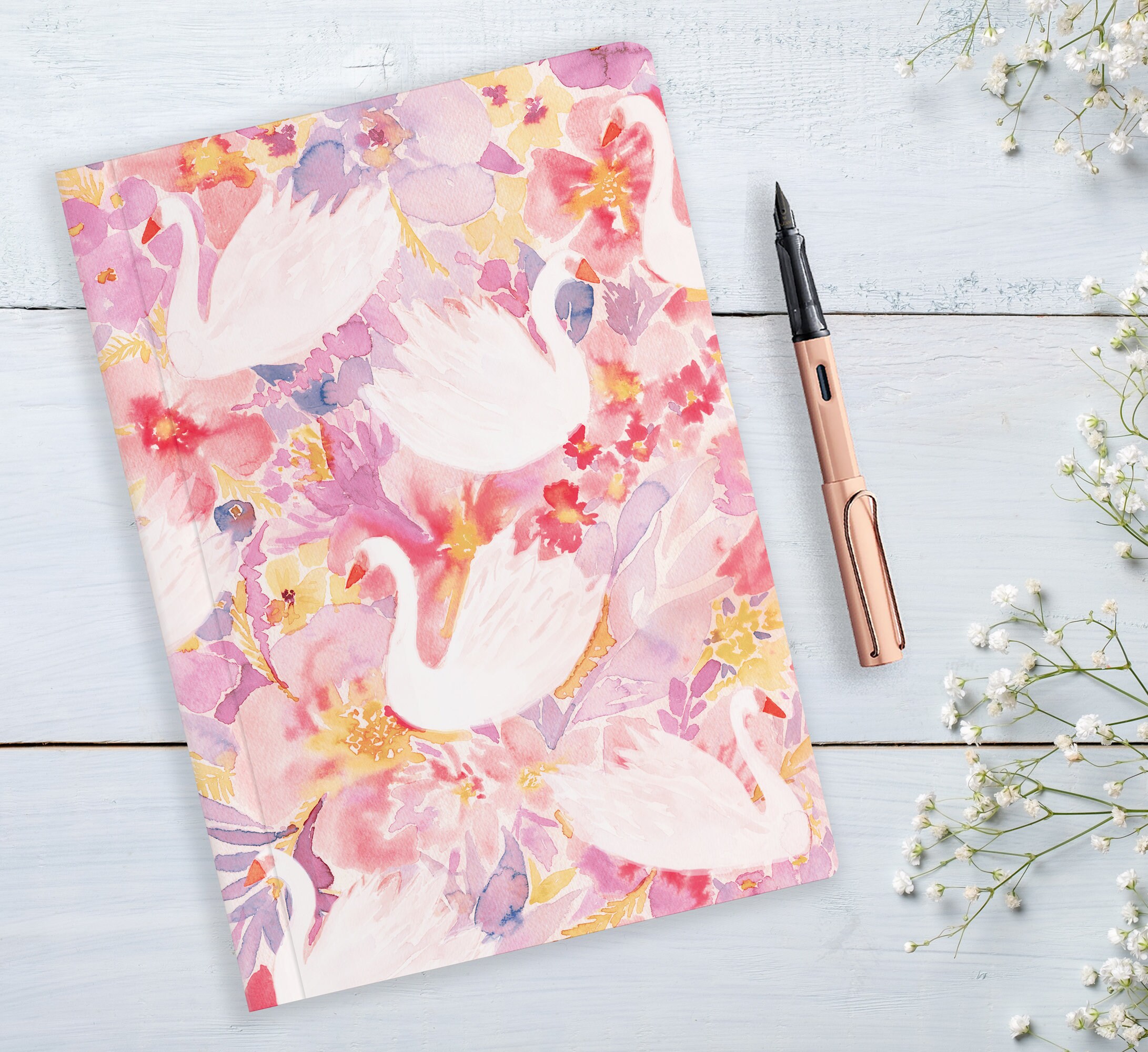 Floral Swans Notebook Gift for Teacher Botanical Stationery - Etsy Canada