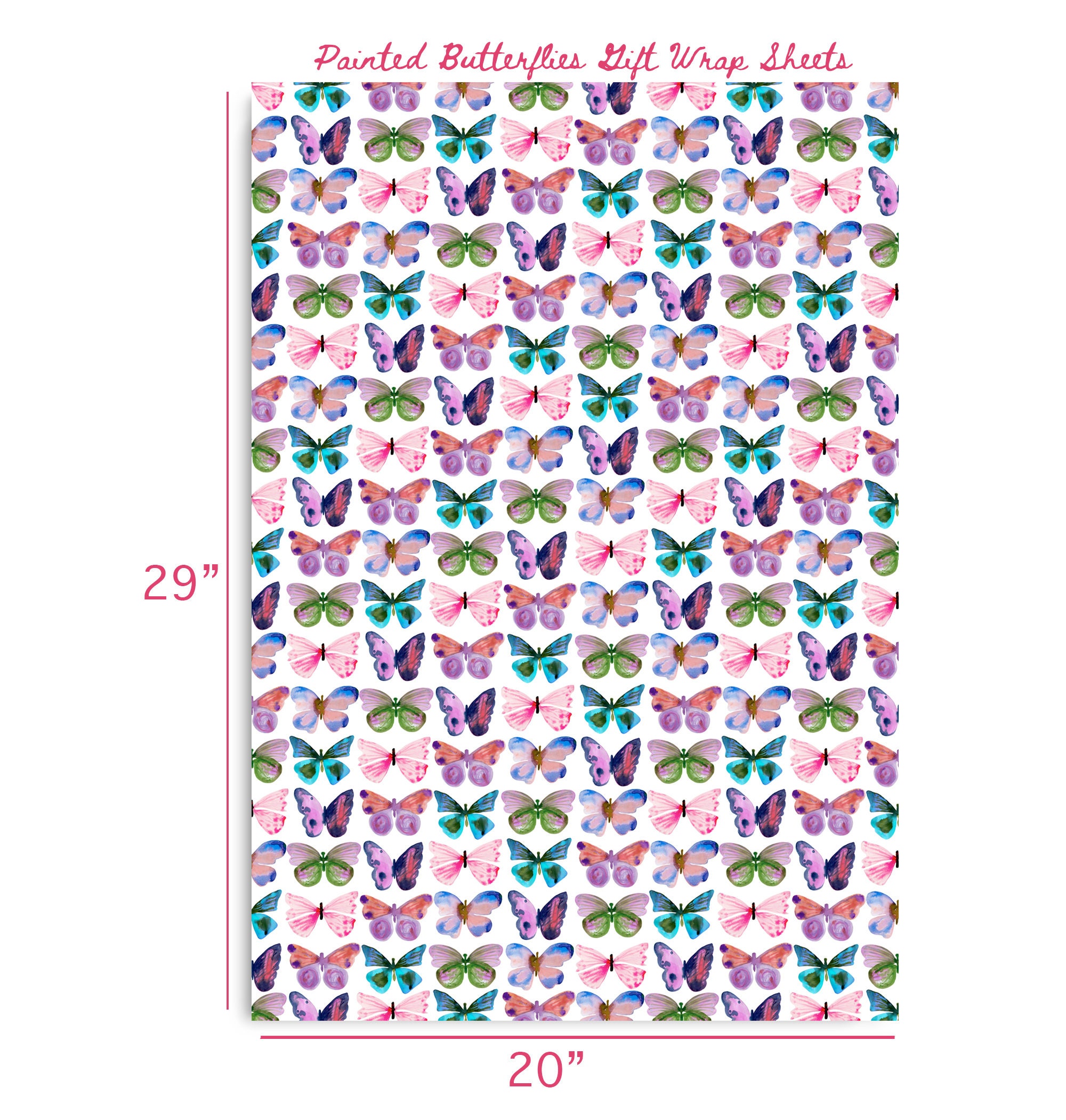 Butterfly Wrapping Paper Sheets Watercolour Butterflies T Etsy Canada