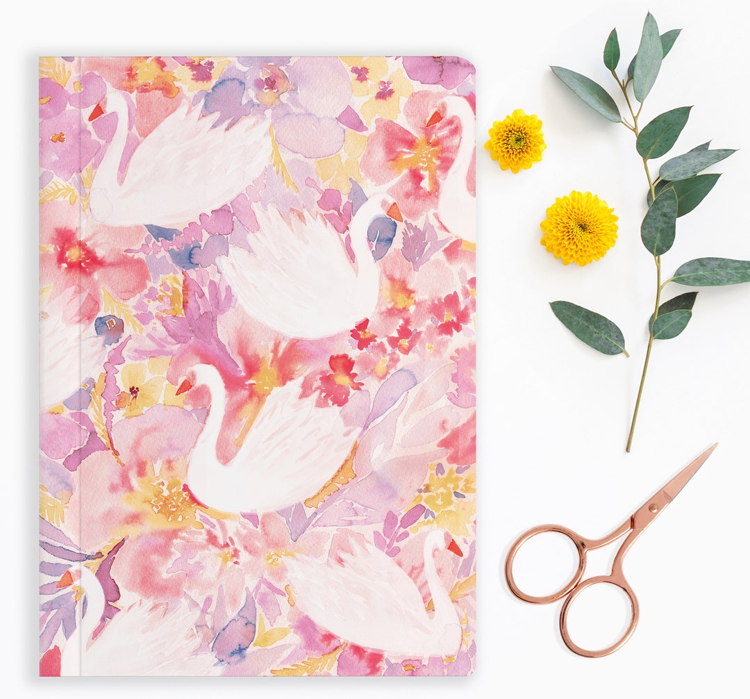 Floral Swans Notebook Gift for Teacher Botanical Stationery - Etsy Canada