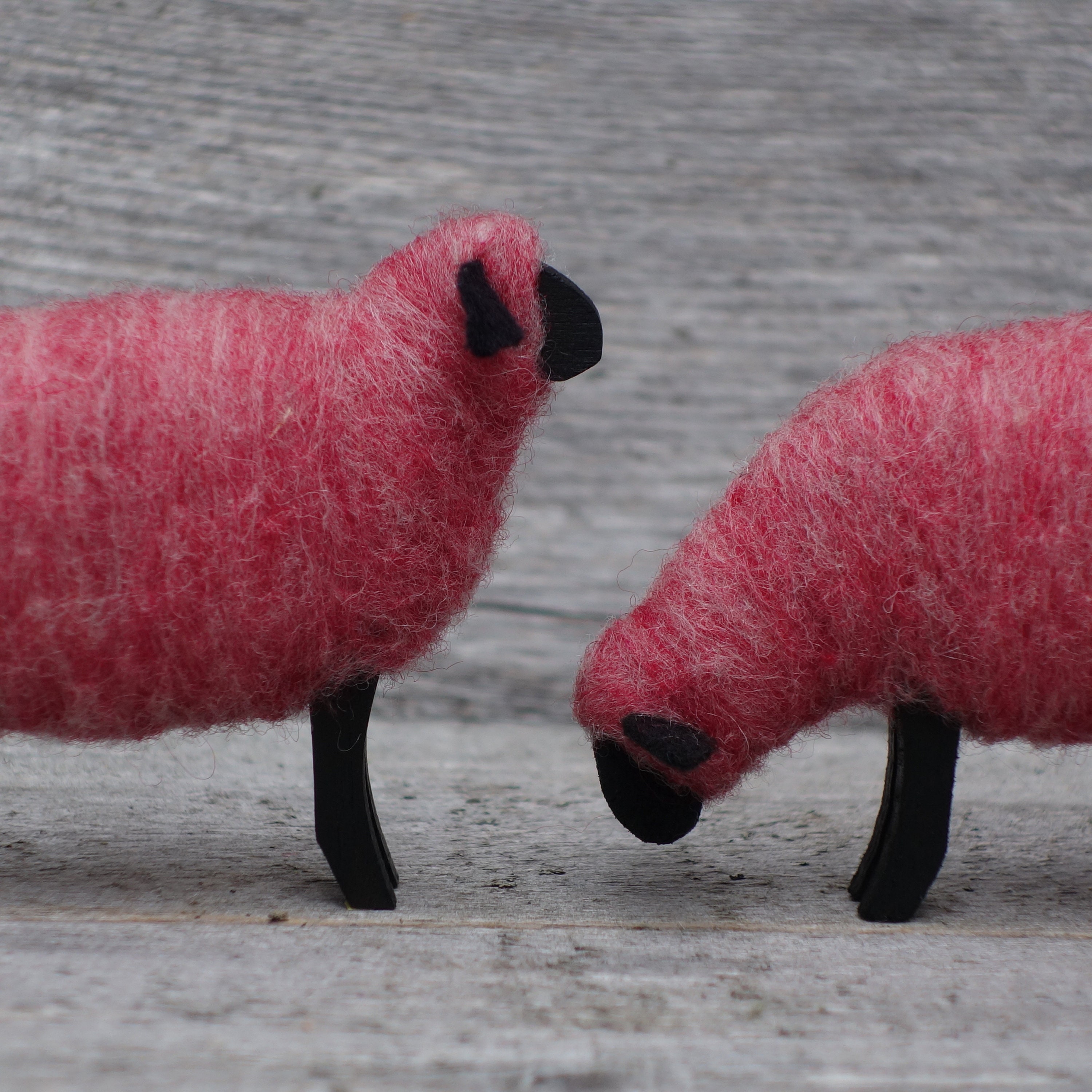 Red & Pinks Standing Sheep Painted Body ornament Wool Needle Felted ...