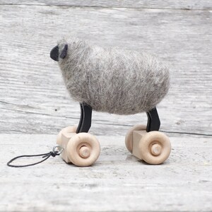 Natural Colors Sheep on Wheels - Ornament - Wool Needle Felted ...
