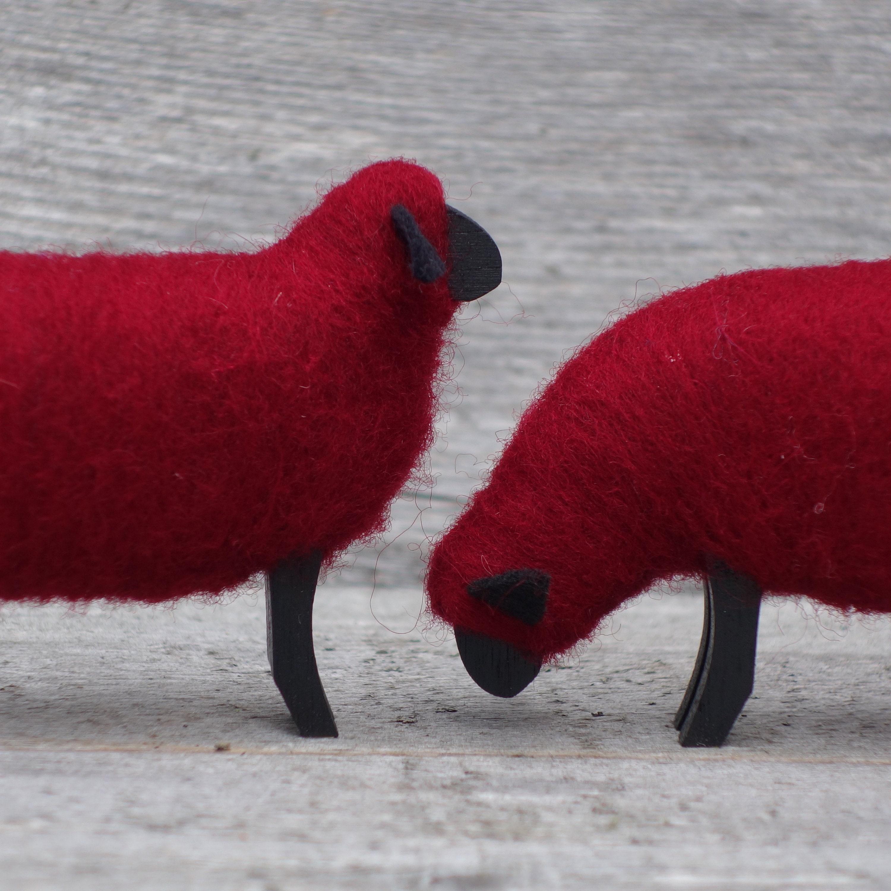 Red & Pinks Standing Sheep Painted Body ornament Wool Needle Felted ...