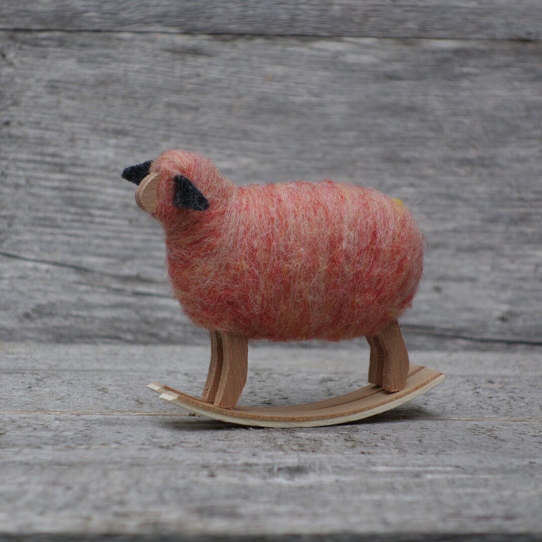 Oranges and Yellows Rocking Sheep - Ornament - Wool Needle Felted ...