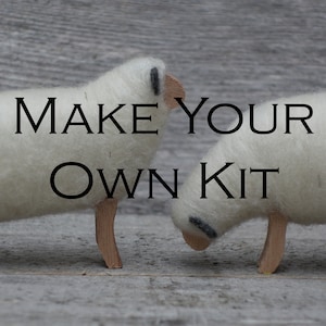 KIT - Needle Felting Kit – DIY Standing Sheep, Natural Wool - Etsy