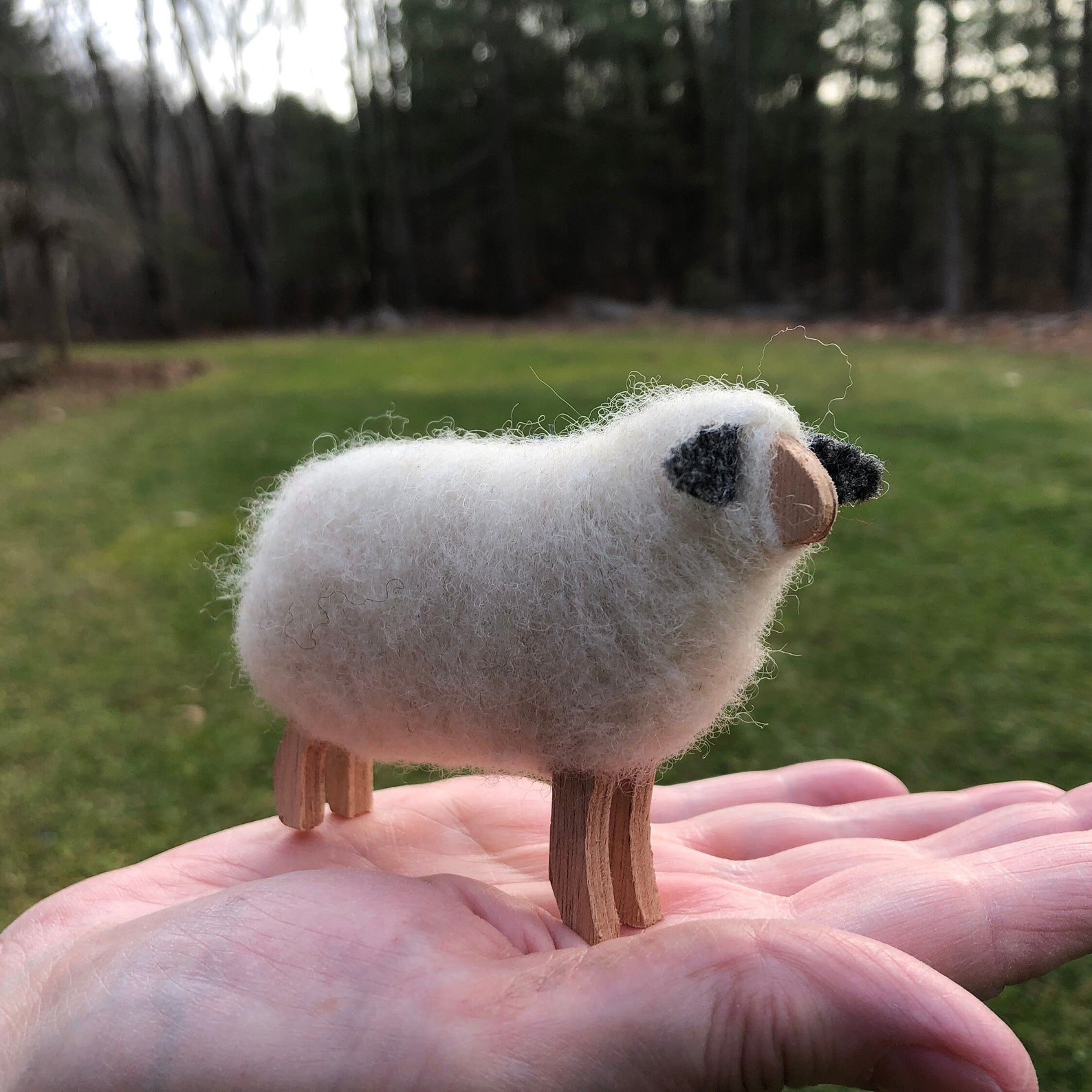 Red & Pinks Standing Sheep Painted Body ornament Wool Needle Felted ...