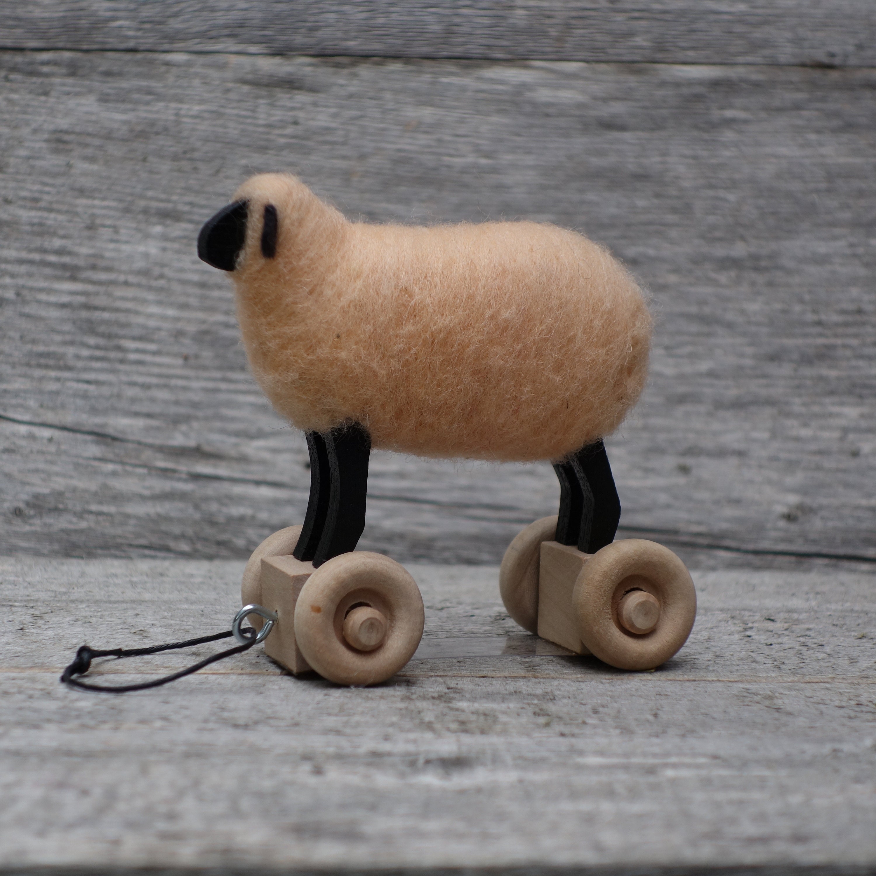 Oranges and Yellows Sheep on Wheels - Ornament - Wool Needle Felted ...