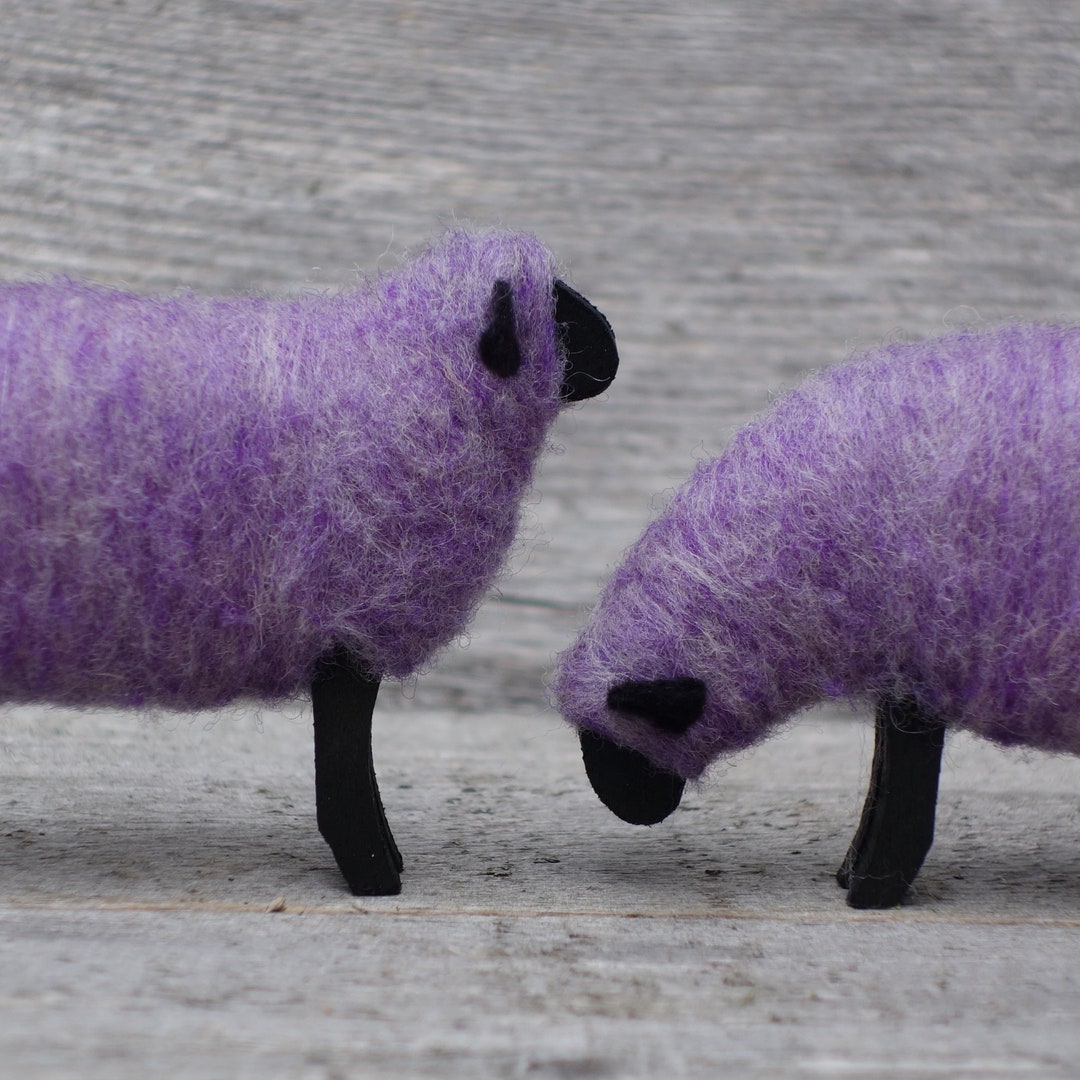 Purples Standing Sheep - Painted Body - Ornament - Wool Needle Felted ...
