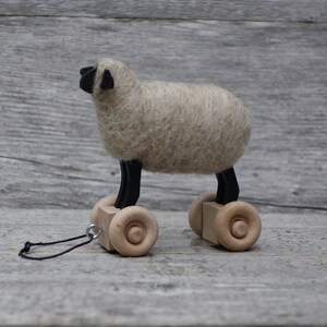 Natural Colors Sheep on Wheels - Ornament - Wool Needle Felted ...