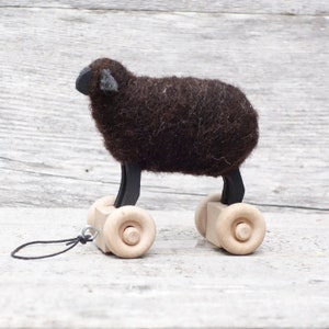Natural Colors Sheep on Wheels - Ornament - Wool Needle Felted ...