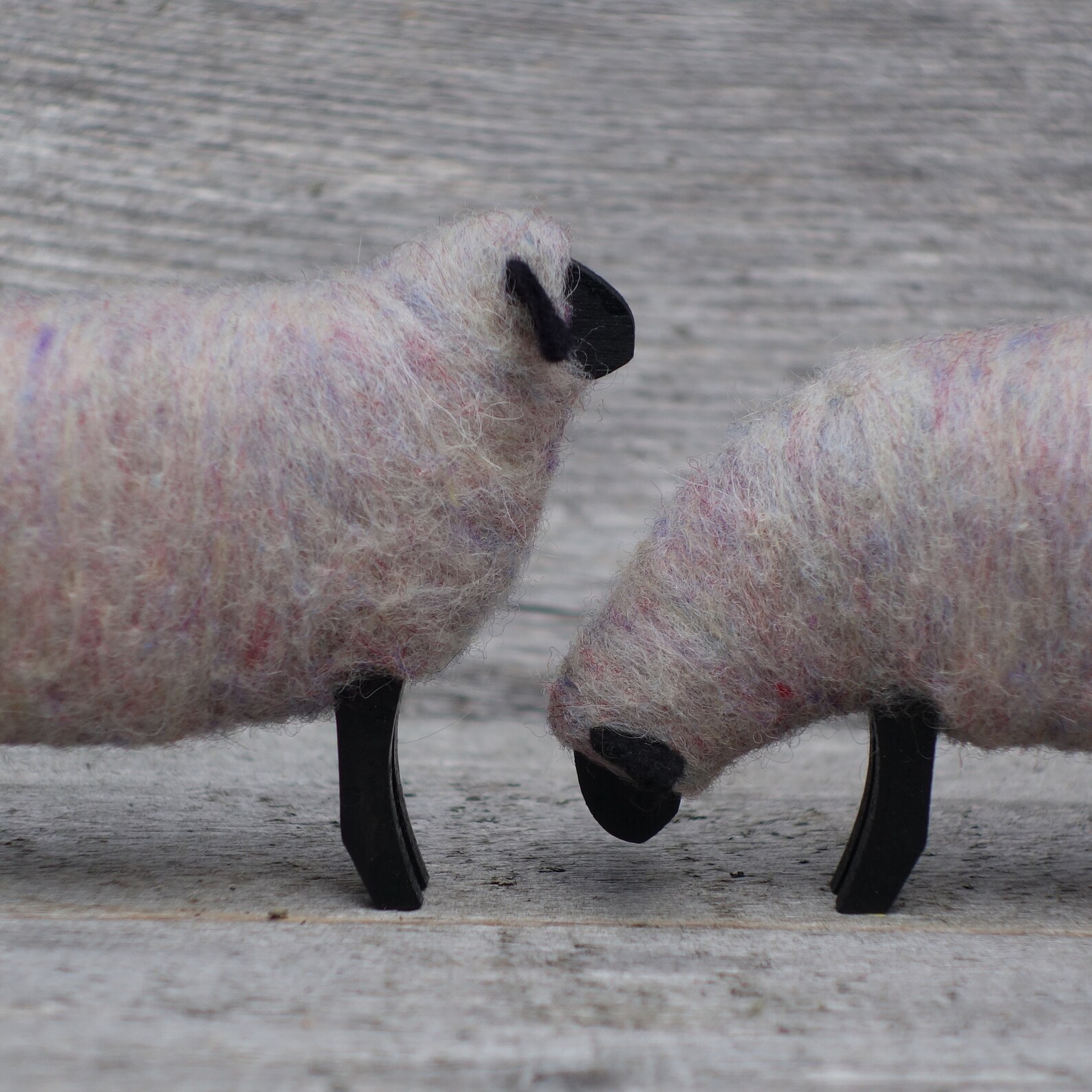 Red & Pinks Standing Sheep Painted Body ornament Wool Needle Felted ...