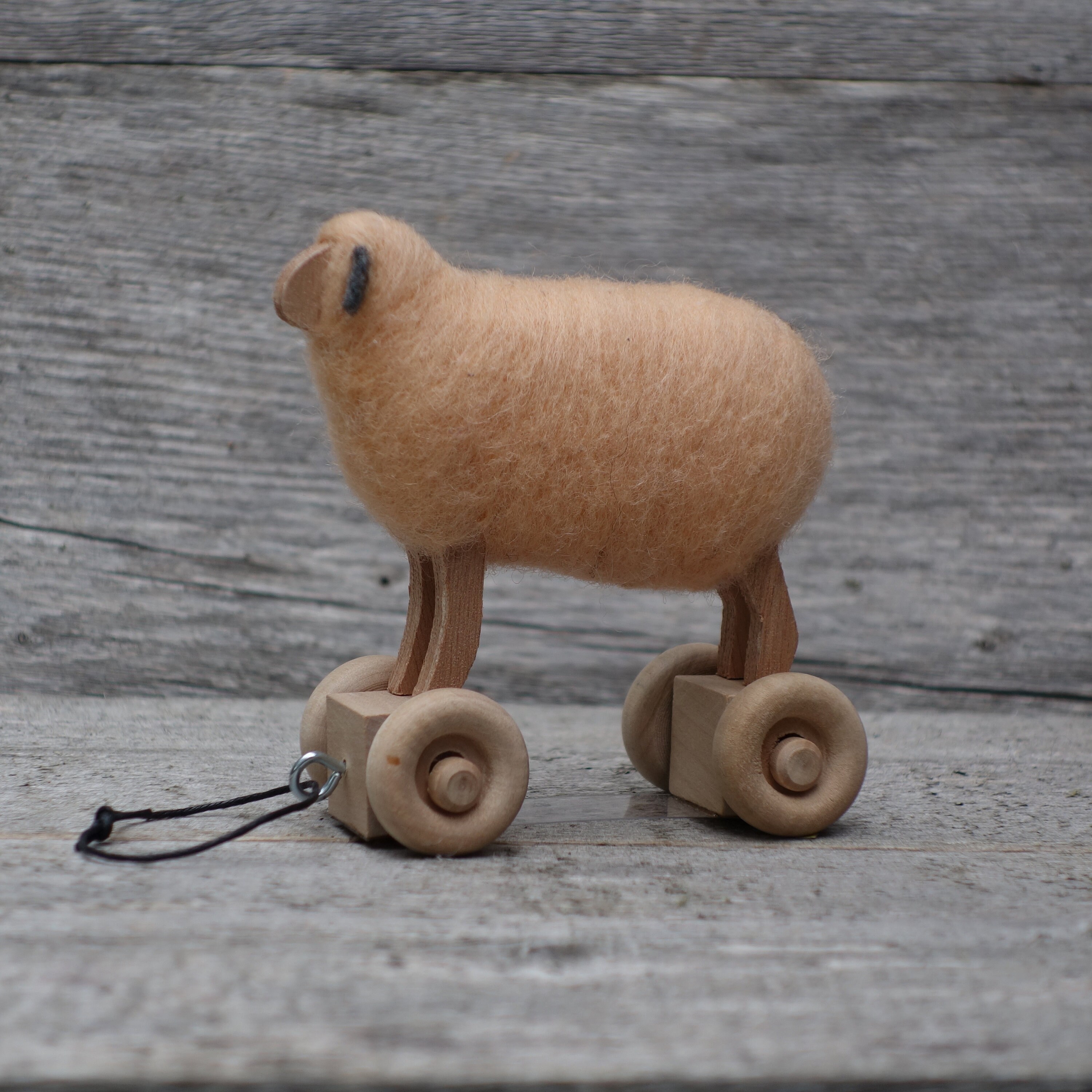 Oranges and Yellows Sheep on Wheels - Ornament - Wool Needle Felted ...