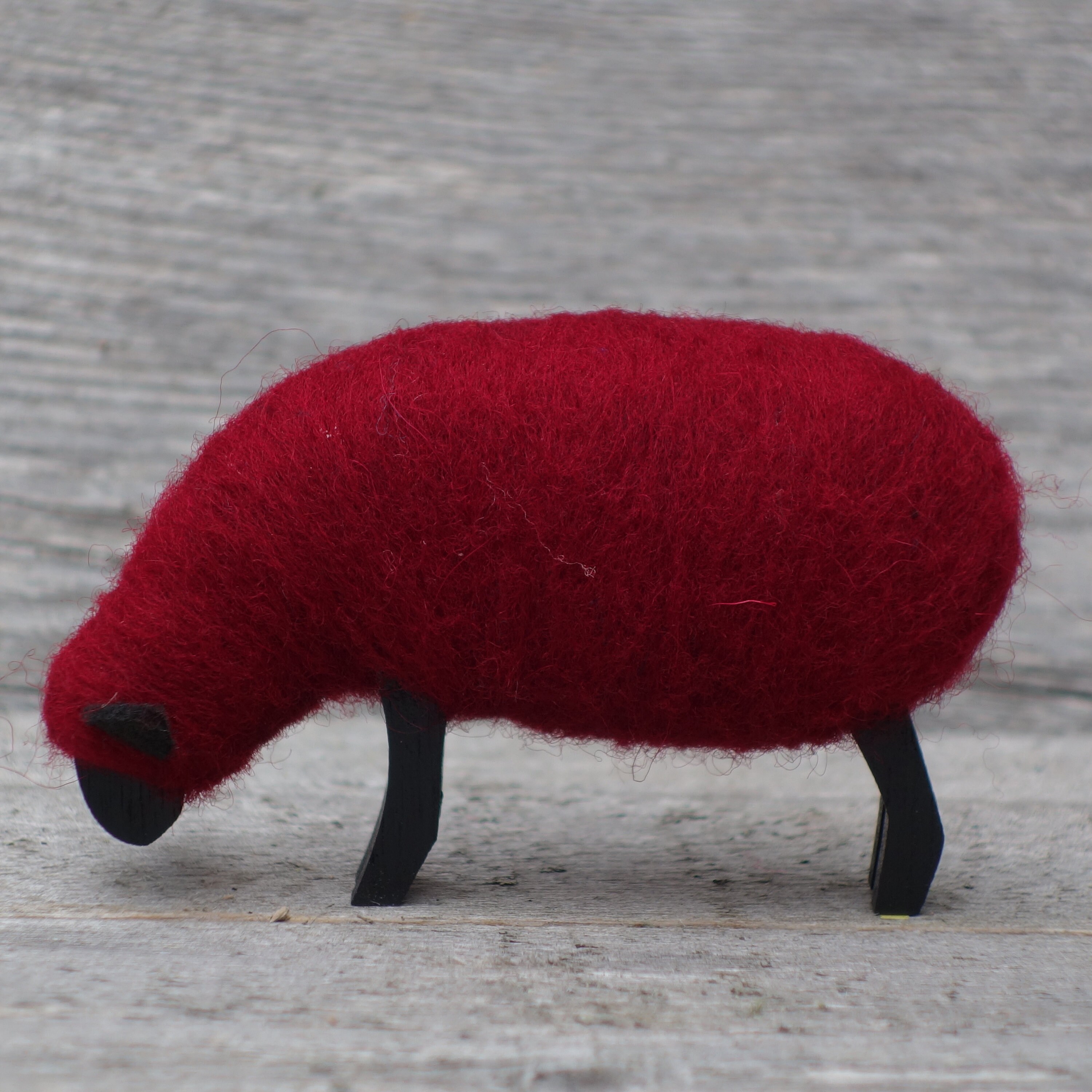 Red & Pinks Standing Sheep Painted Body ornament Wool Needle Felted ...