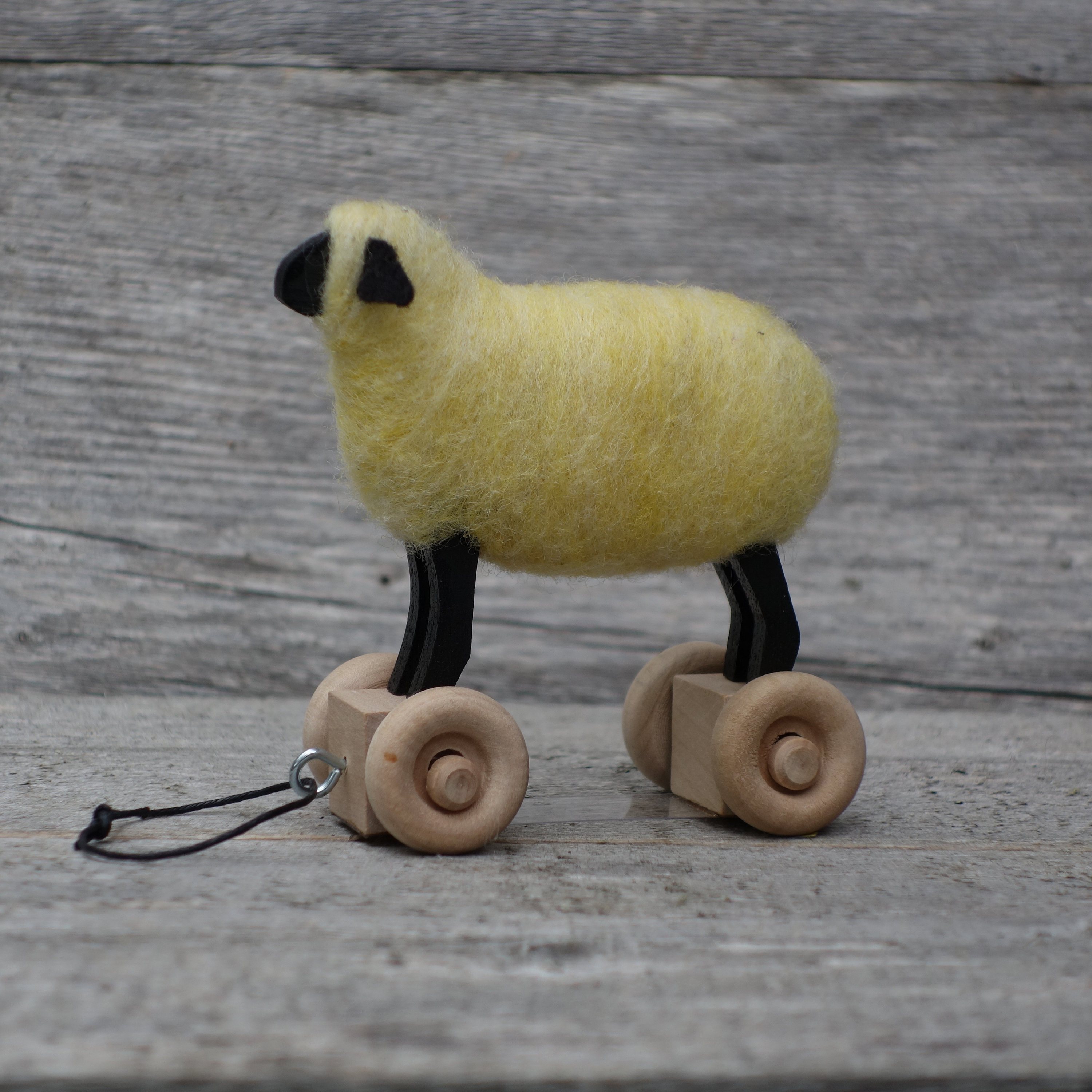 Oranges and Yellows Sheep on Wheels - Ornament - Wool Needle Felted ...