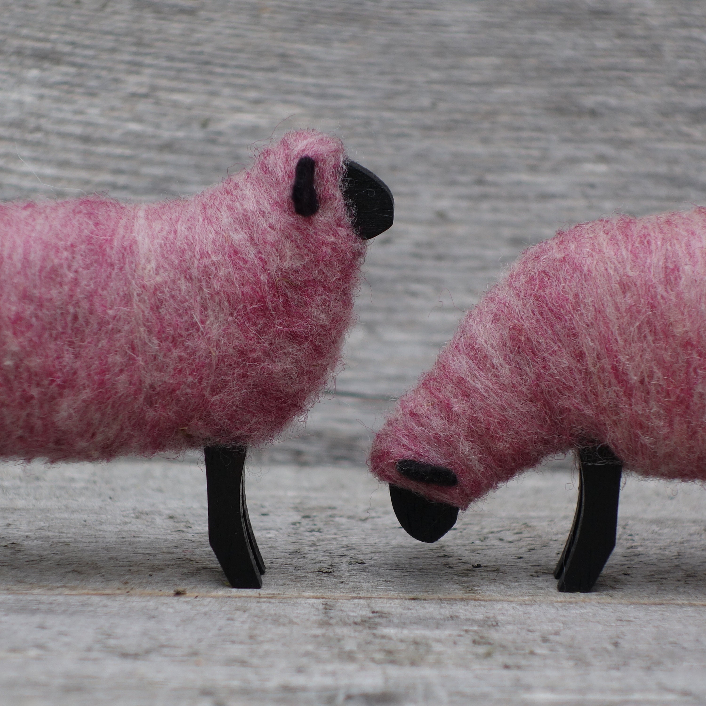 Red & Pinks Standing Sheep Painted Body ornament Wool Needle Felted ...